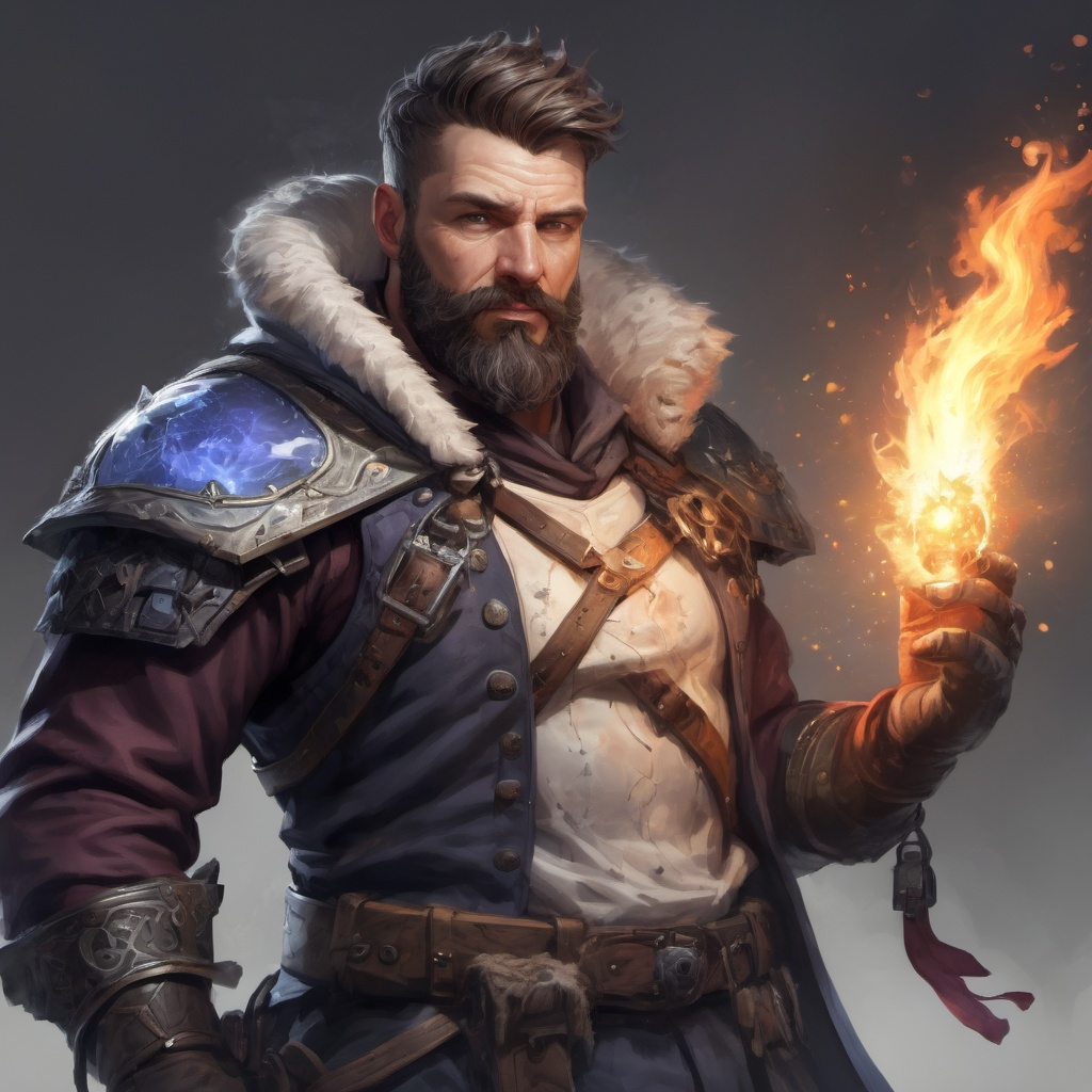Male stocky heavy-set mature arcane-alchemist with s...