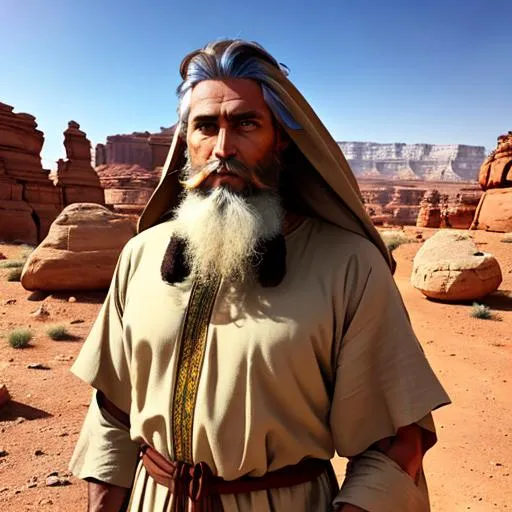 A tall old tan man and a young tan boy, both are wea... | OpenArt