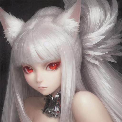 waifu, beautiful ,cute cat like features, silver-whi... | OpenArt