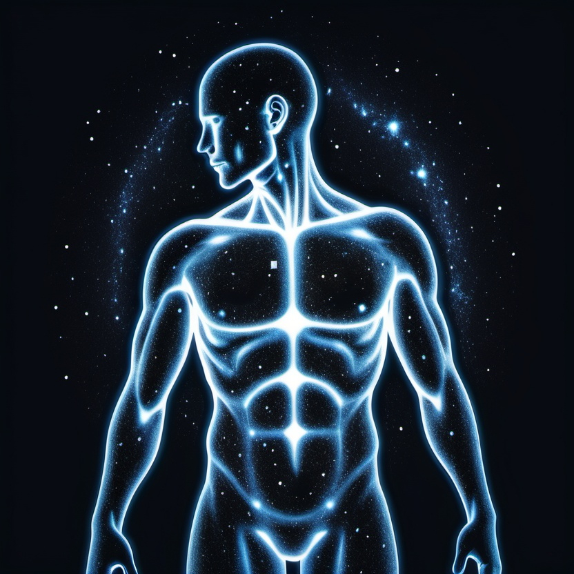 An outline of a human from head to torso. The outlin...