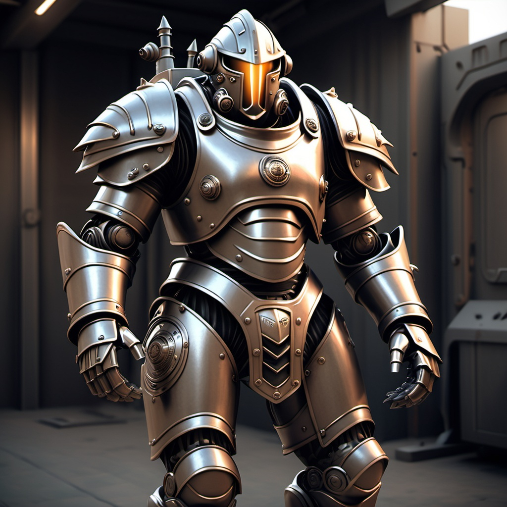Sci-fi Trojan Knight in power armor
