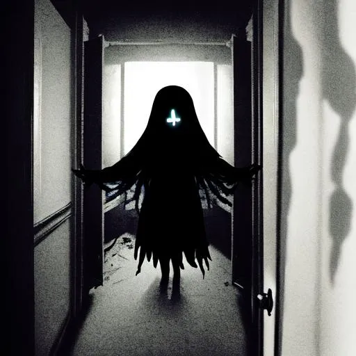 a ghastly female ghost holding out her arms and beck... | OpenArt