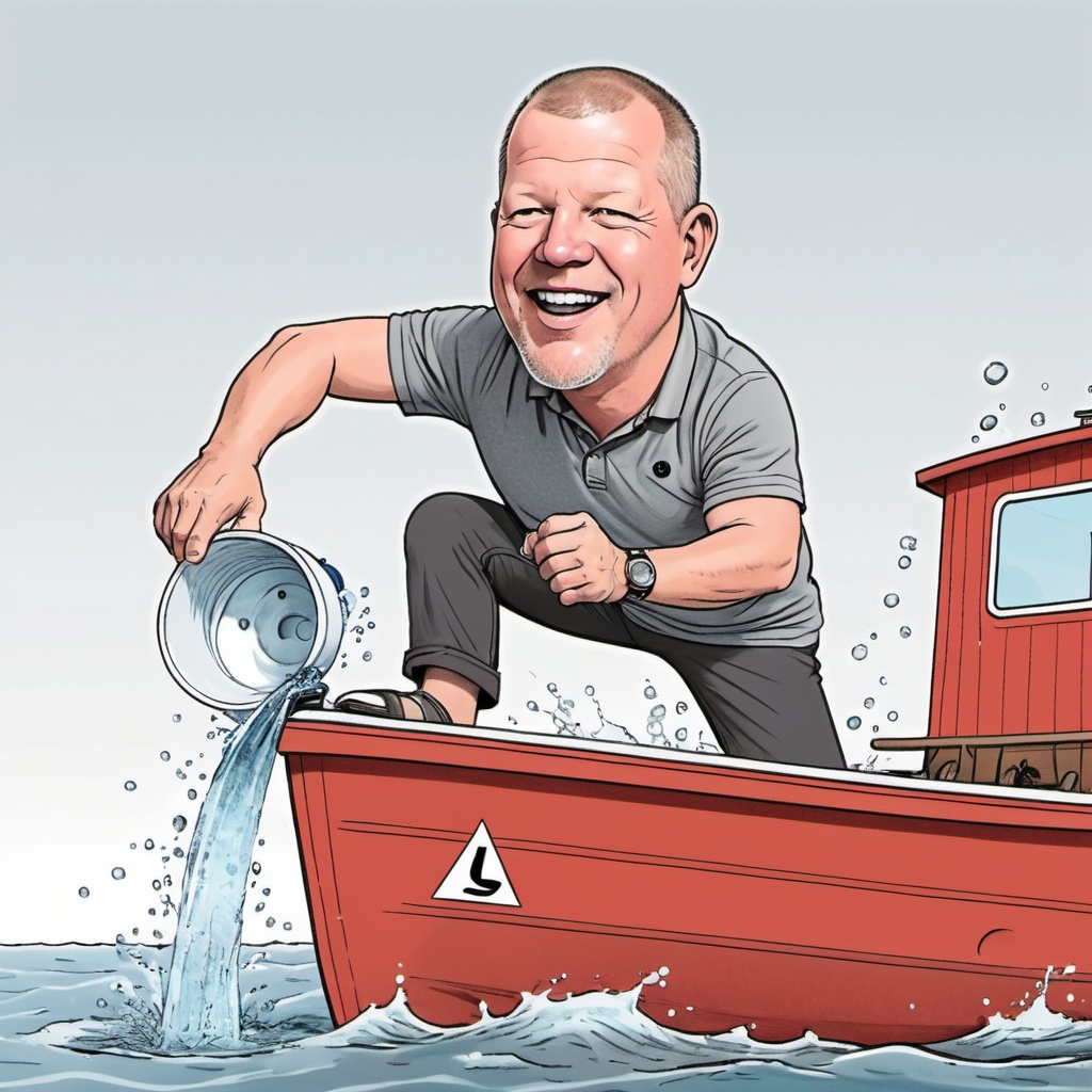 A cartoon of Chip Wilson, lululemon founder,bailing...