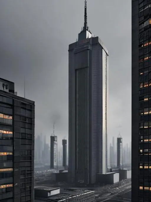 a dark grey soviet nazi building, alfred speer, mega...