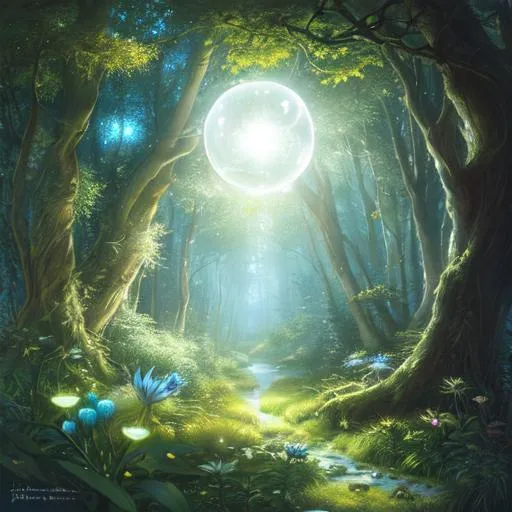 magical forest wisp, ball of light, fantasy art, by... | OpenArt