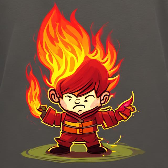 a liitle man with fire head