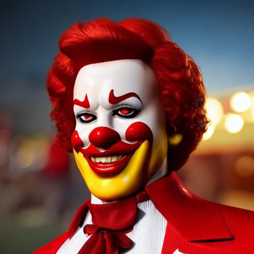 Real life anthropomorphized Ronald McDonald as a pin... | OpenArt