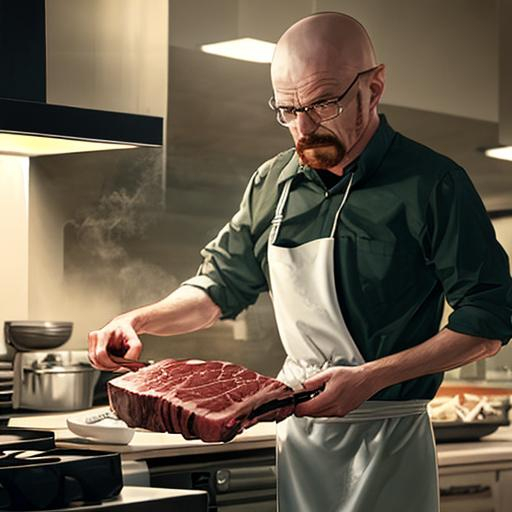 Walter white, Jessy, cooking steak | OpenArt