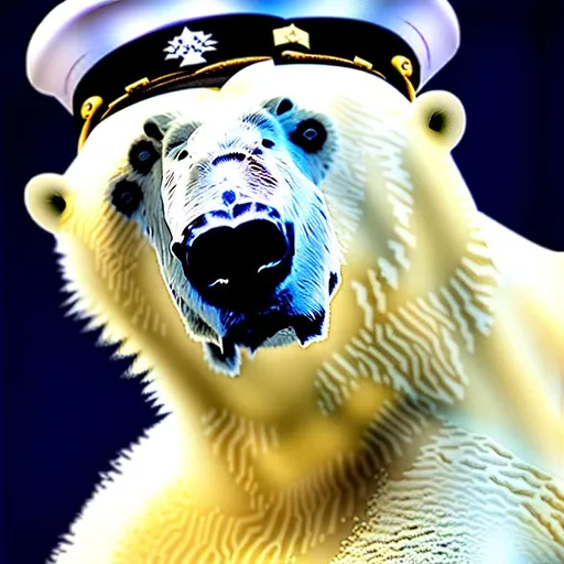 a close up portrait of a polar bear wearing a captai... | OpenArt