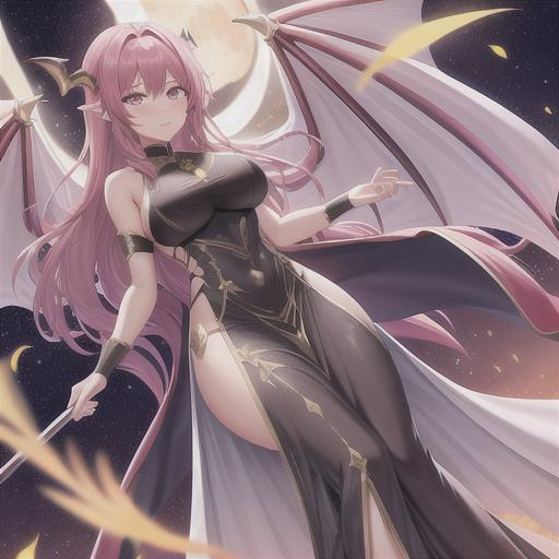 dragon knight, wings, large dragon tail, long silk d... | OpenArt