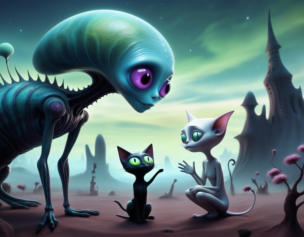 Tim Burton animation style. welcoming atmosphere. A...