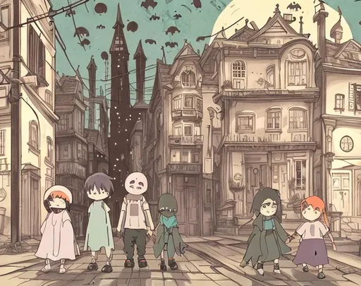 ghost cat in a spooky alley, style of Anton Pieck | OpenArt