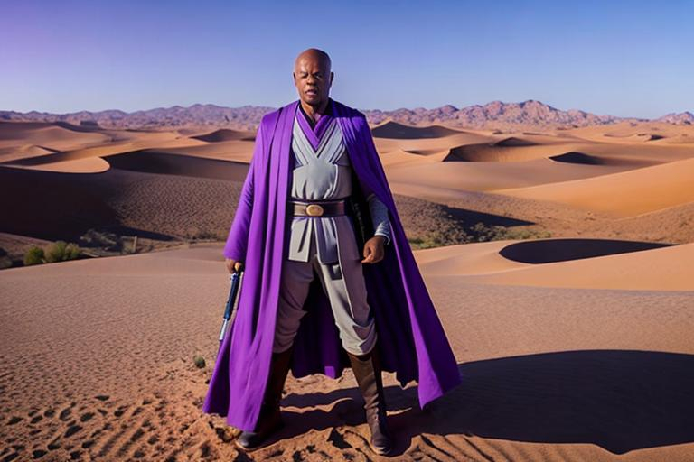 Full body portrait of Mace Windu, desert, Full Power... | OpenArt