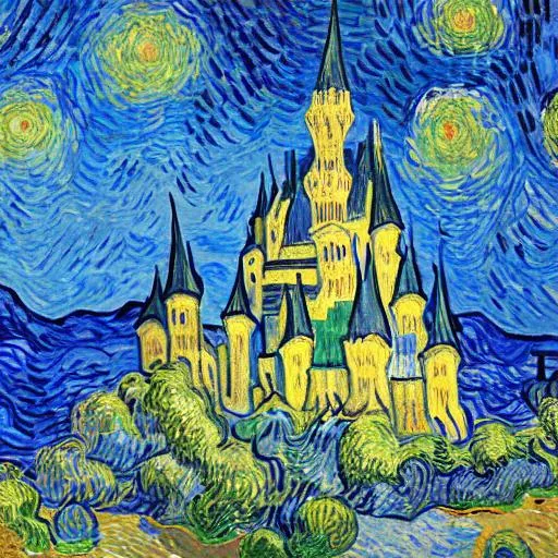 Painting of a castle in the style van gogh | OpenArt