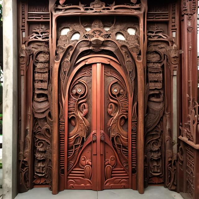Art nouveau, redish and wight highlights wooden Bali... | OpenArt