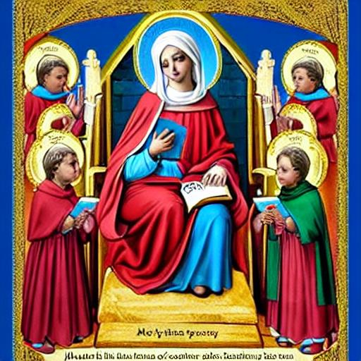 Mother Mary as a teacher, imparting wisdom and knowl... | OpenArt