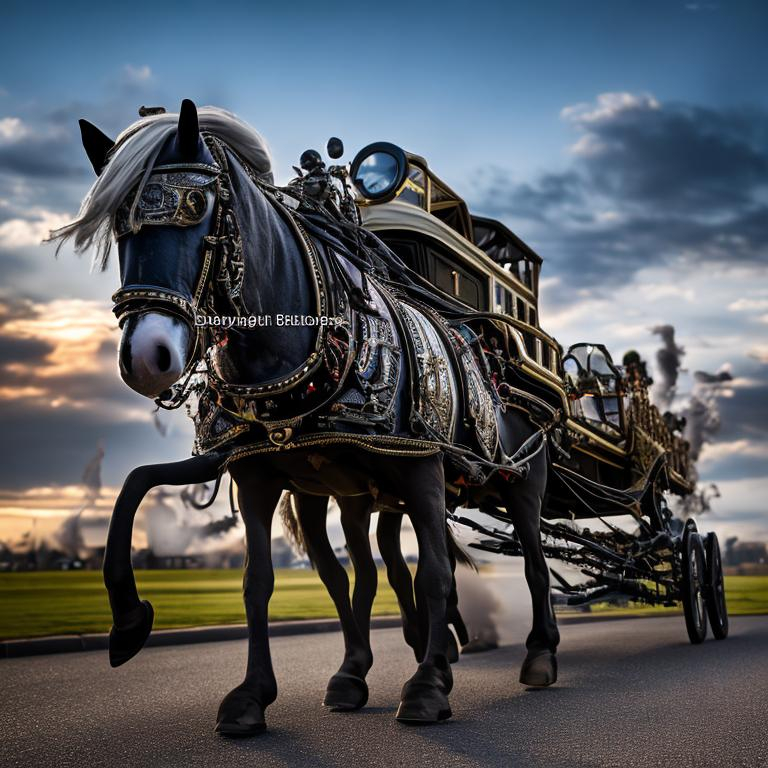 horse carriage with jet engine and wings, photoreali... | OpenArt