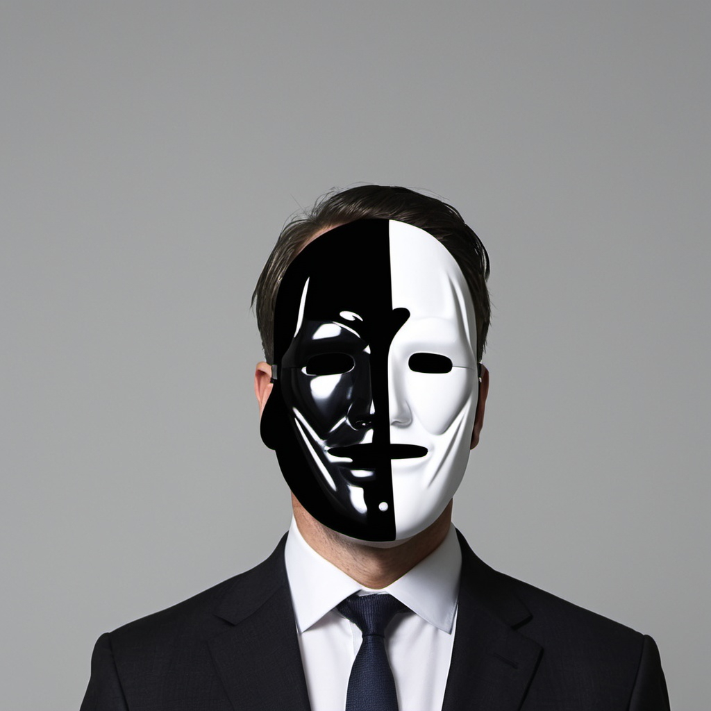 A man in a suit and tie with no face