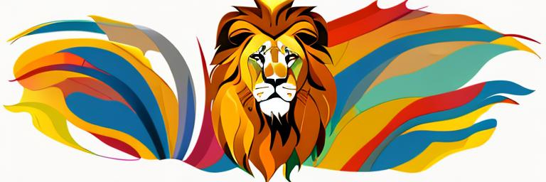 Abstract lion horizontal cartoon