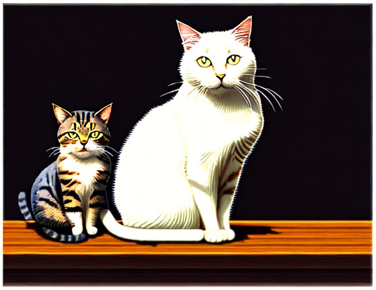 A cat is sitting on a table | OpenArt