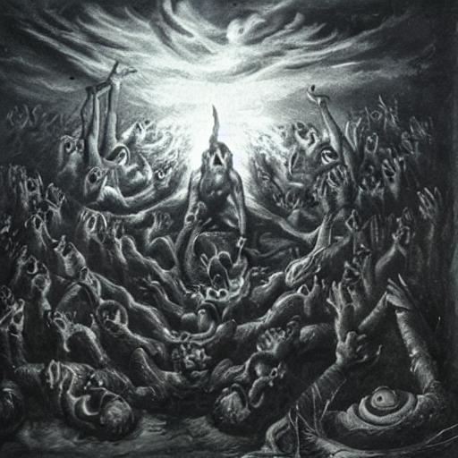 A depiction of tortured souls in hell