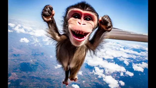 Big nose Monkey jump out of an airplane like a pro a...