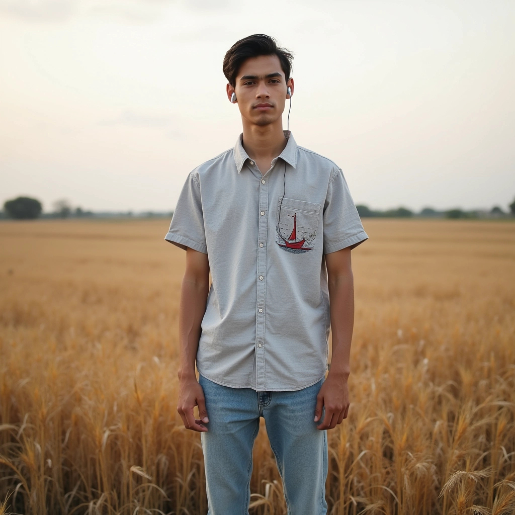 Standing confidently against a backdrop of golden wh...