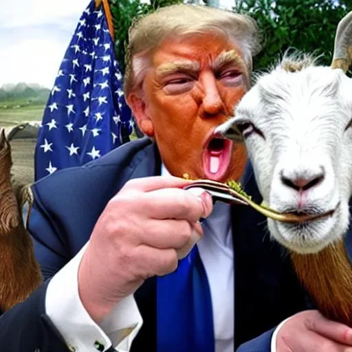 Trump eating a goat