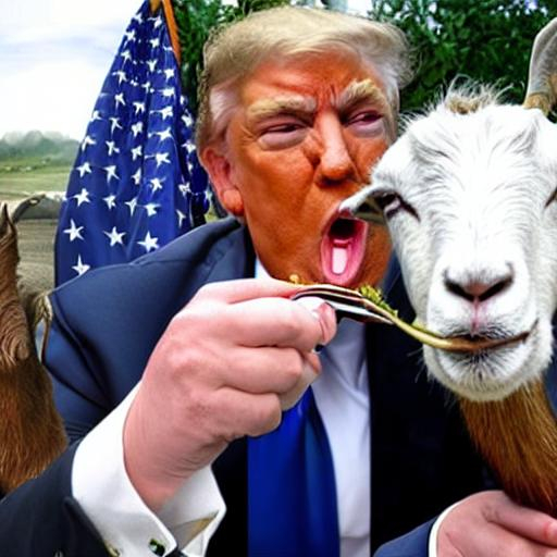 Trump eating a goat