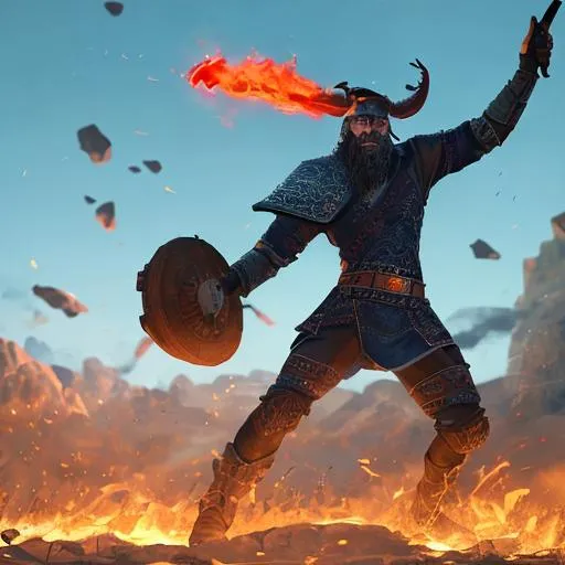 Photo of a viking whipping a evil powerful human-sha... | OpenArt