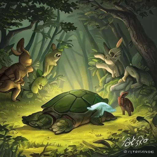 The Tortoise and the Hare fable, by David Nguyen, ar... | OpenArt