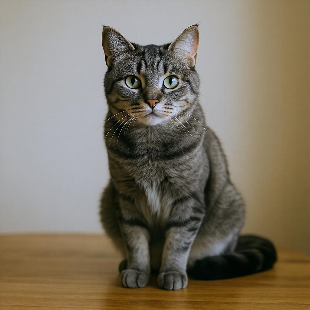 A cat is sitting on a table