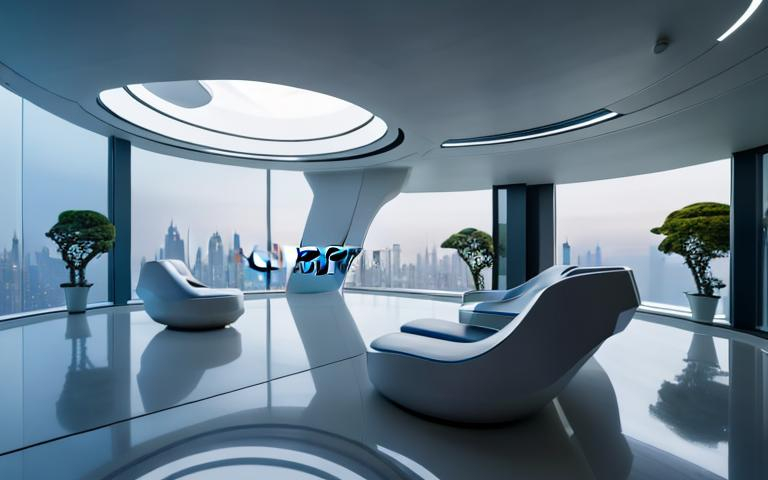 futuristic minimalist living room, Contemporary futu... | OpenArt