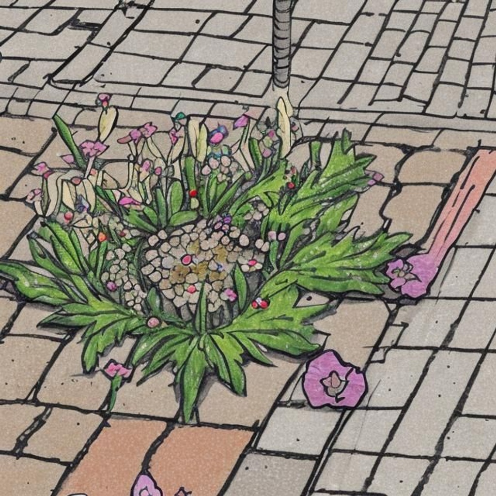 doodle of of a single pavement flower growing on a s...