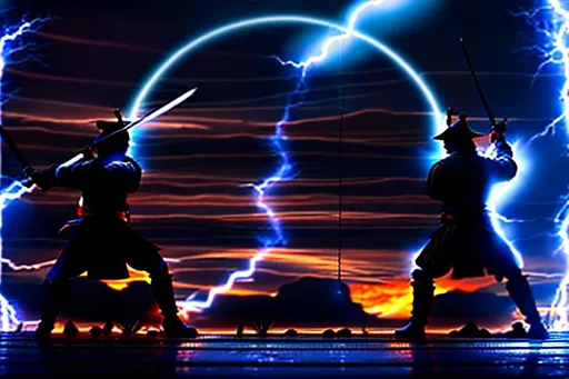 two people using their hands to shoot a laser at eac... | OpenArt