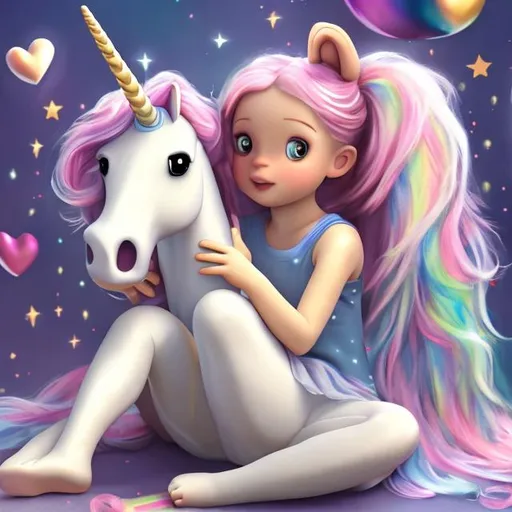 girl in the upladed image sitting on a unicorn