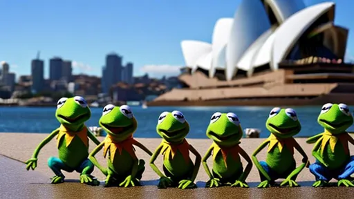 Kermit the frog with his frog family in front off Sy...