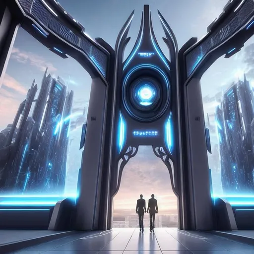 Tory Gate in the future, futuristic, with technology...