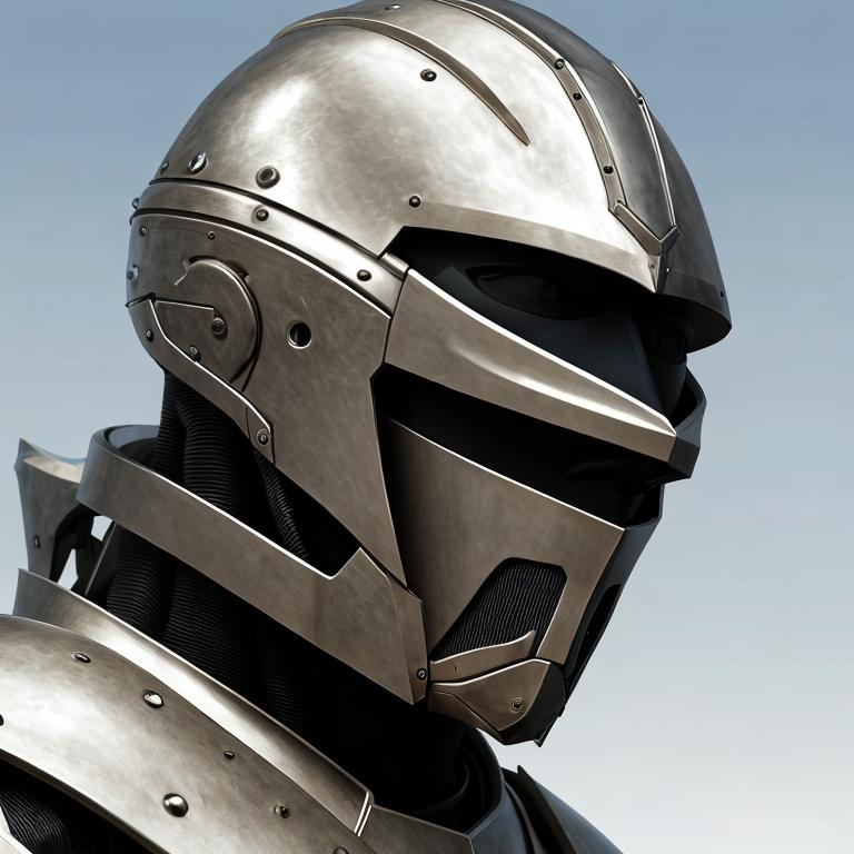 A Futuristic Knights Head Close Up Ready For War Rea Openart