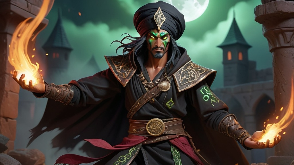 Epic cinematic illustration of Umro Ayyar, the legen...