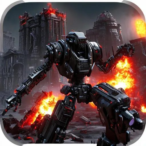 Ultrakill robots, with guns, destroyed the city, HD,...