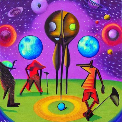 An abstract cubism realistic painting of extraterres... | OpenArt