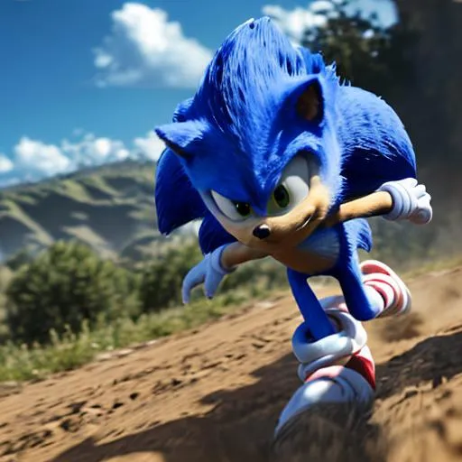 Sonic The Hedgehog running through Mars | OpenArt