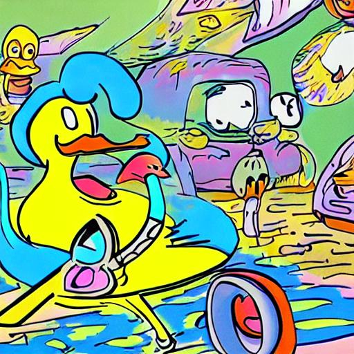 squigglevision cartoon duck like dr catz or early ho... | OpenArt