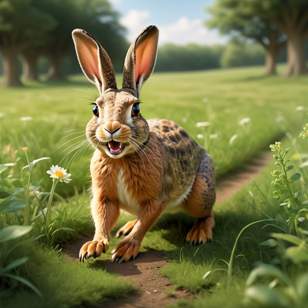 The Hare, a fast and proud animal, is laughing at th...