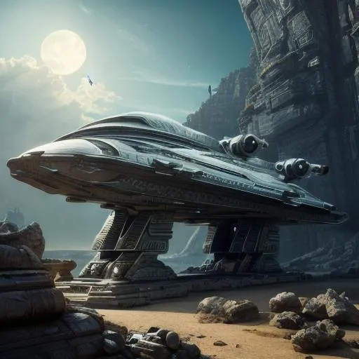 View of a spaceship, Startrek Style, perfect composi...