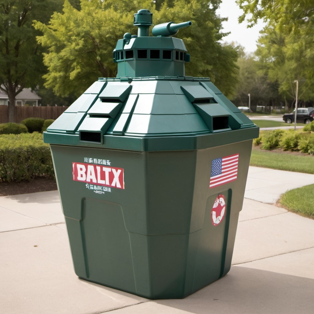 battleship shaped garbage can