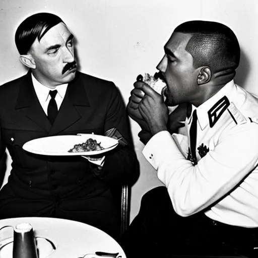Adolf Hitler and Kanye West eating lunch together