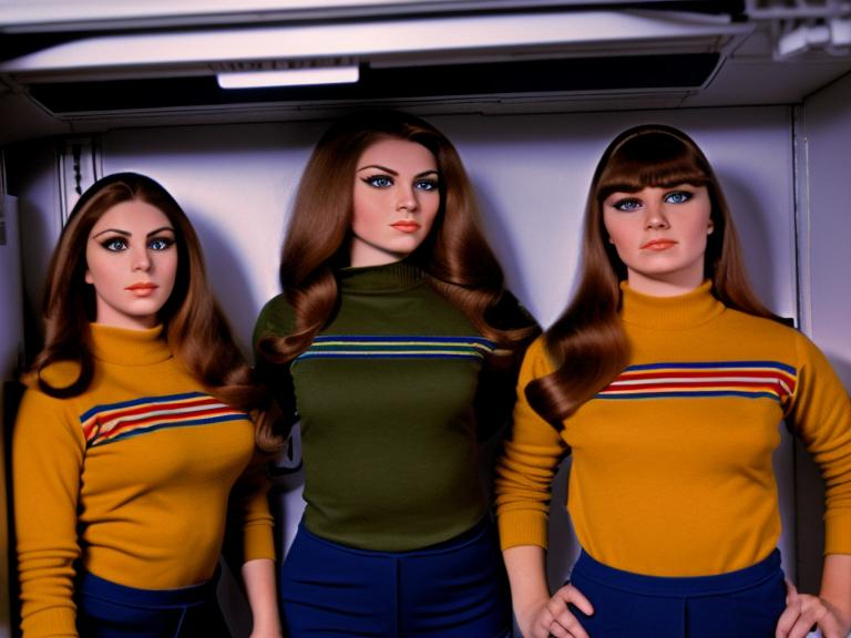 Full body photo of 60's eurospy film operative wome...