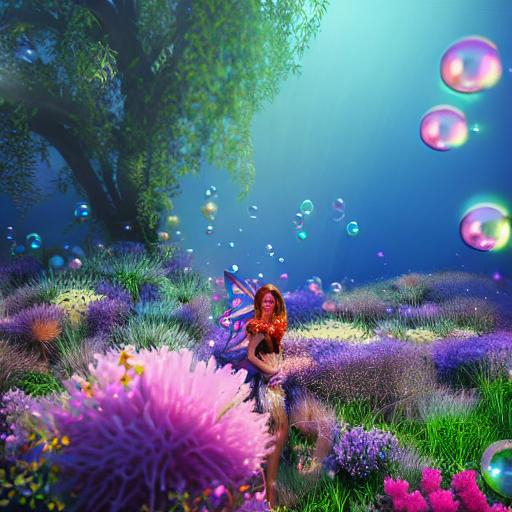 fairy, bubbles, liminal space, flowers, beautiful la... | OpenArt